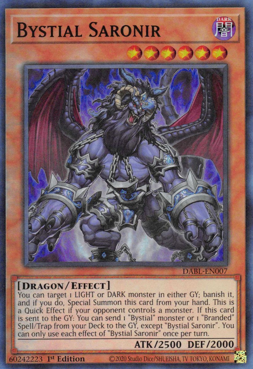 Collector Card Yu-Gi-Oh! Bystial Saronir - 1st Edition Super Rare DABL ...